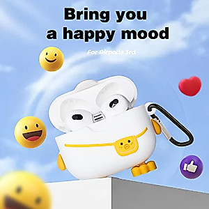 Mulafnxal for Airpods 3 3rd Generation Case Cute 3D Lovely Unique Cartoon for Airpod 3 Silicone Cover Fun Funny Cool Design Fashion Cases for Boys Girls Kids Teen for Air pods 3 (2021) (White Duck)