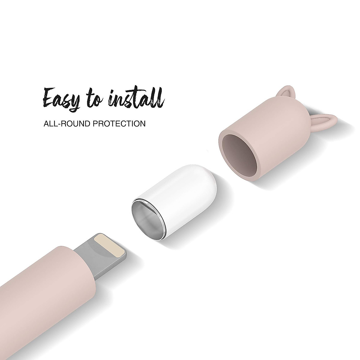 2 Pack Cute Case for Apple Pencil 1st Gen for Apple Pencil Accessories Cover , Soft Silicone Sleeve Cover Accessories Compatible for iPad Pro 9.7"/10.5"/12.9" (Pink & Purple)