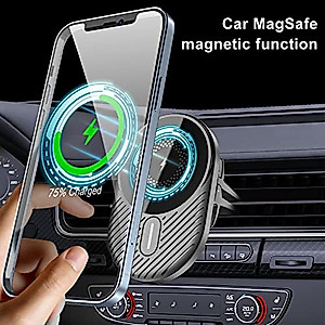 Magnetic Wireless Car Charger Vent Mount for Mag-Safe iPhone 14/14 Pro/13 Pro Max/12/12 Pro/Mini/Pro Max Magnet Car Charger 15W Mag Safe Phone Holder Stand Wireless Charging Air Vent Mount Charger