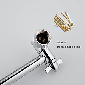 Shower Head Extension Arm, Anti-Leak Solid Brass Adjustable Shower Arm Extender for Rain & Handheld Shower Head, Shower Arm with G1/2 Universal Connector (5 Inch, Chrome)
