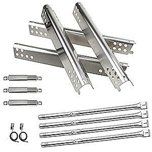 Hisencn Grill Replacement Parts for Charbroil Advantage Series 4 Burner 463344116, 466344116 Gas Grill, Grill Burners Tube, Heat Plate Tent Shield, Adjustable Carryover Tube, G361-0003-W1