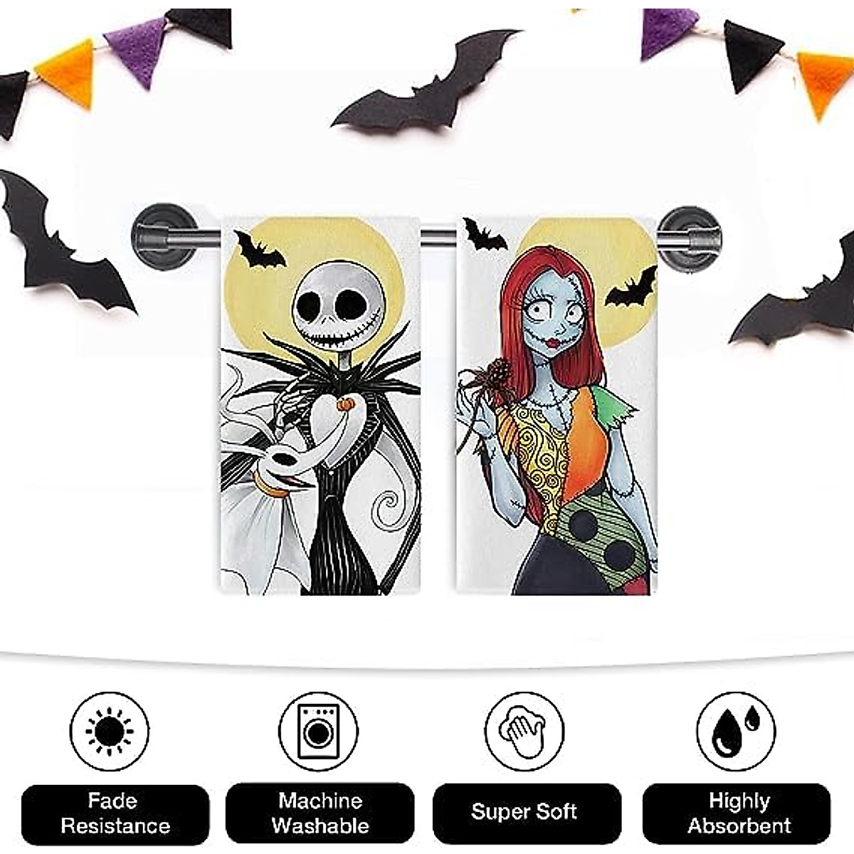 Halloween Kitchen Towel and Dishcloth - 1pc Halloween Reusable Dish Hand Towels for Drying, Cleaning, Cooking and Baking,Random (50 * 25cm)