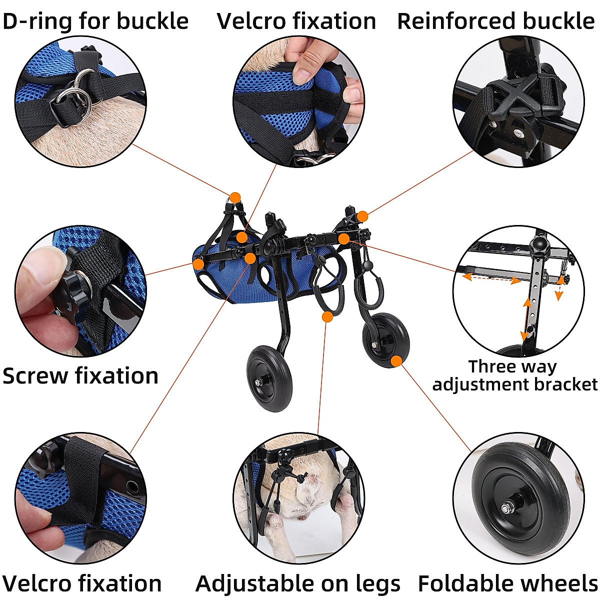 Small Dog Wheelchair for Back Legs, Adjustable Dog Wheelchairs - Mobility Aids for Disabled Pets, Dog Leg Brace and Hip Support