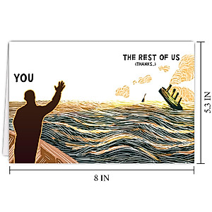 RUALOVE Sinking Ship Leaving Card, Funny New Job Card for Work Colleague,Thank you card,Coworker Leaving Card, Going Away Card for Him Her, Goodbye Card Goodluck Gift Farewell Card Coworker