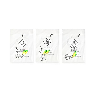 3 Pack '#1' Pompano Rig Surf Fishing Hi-Lo Double Drop Hand-Tied 25LB Mono (Chartreuse/Green)