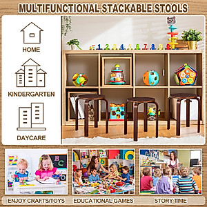 FairySandy 4 Pcs Bentwood Stool Bentwood Stackable Stools Wood Stools Stackable Stool Chairs Bentwood Seat for Dinning, Kitchen, Home, Garden, Living Classroom