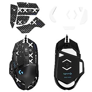 JINGDU Anti Slip Grip Tape and Mouse Feet Set for Logitech G502, Gaming Mouse Skin with Anti Sweat Grip, Black