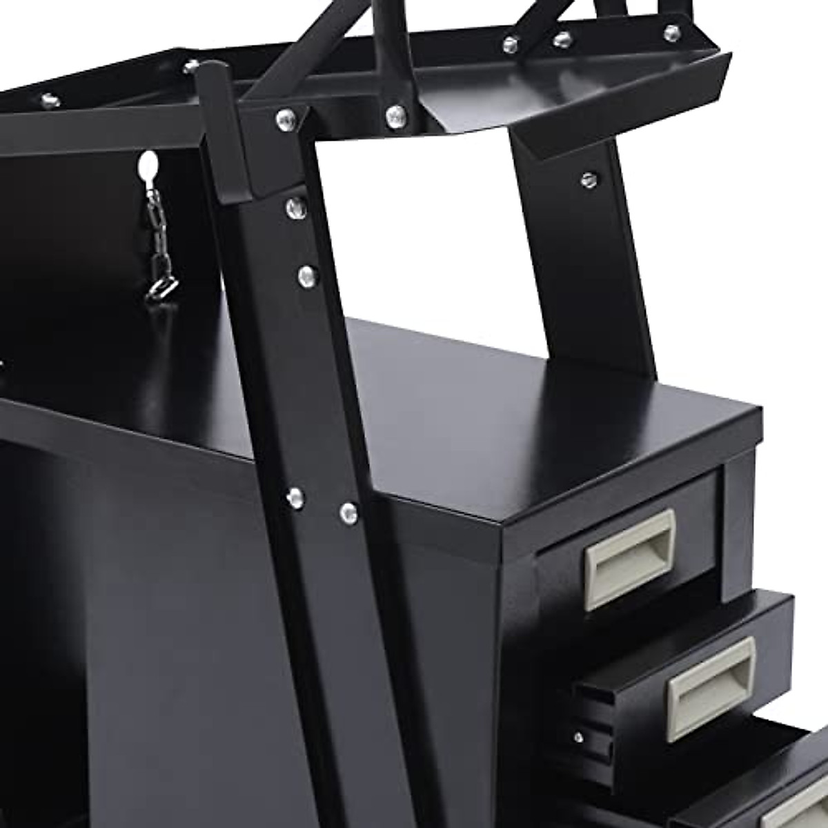 XUANIIIL Rolling Welding Cart with 4 Drawers Cabinet, Professional Welder Trolley with Wheels and Tank Storage, for TIG MIG Welder and Plasma Cutter, Heavy Duty Load Capacity 80kg Black