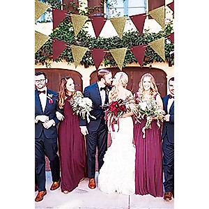 Graduation Decorations 2023 Maroon Gold/Maroon Grad/Burgundy Gold Birthday Party Decorations for Women/2pcs Triangle Bunting Banners for Women's 40th/50th Birthday Fall/Rustic Wedding Decorations