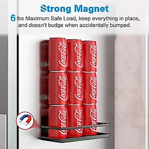 Magnetic Spice Rack, Thipoten Strong Magnetic Shelf with 2 Removable Hooks, Perfect Space Saver for Small Kitchen/ Apartment, Awesome Metal Cabinet for Holding Spices, Jars, Bottle, Beve(Black, 2Pack)