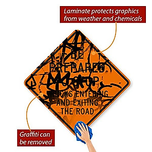 SmartSign "Be Prepared to Stop, Trucks Entering and Exiting The Road" Sign | 36" x 36" Aluminum