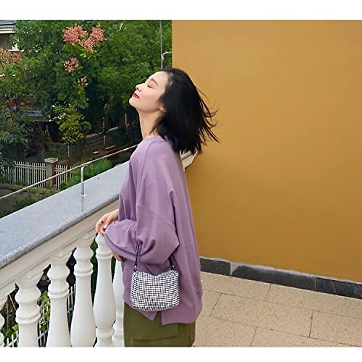 Allsolvable Rhinestone Crossbody Bags Women Blingbling Sparkle Clutch Purse Crystal Clutch Shoulder Handbags Silver