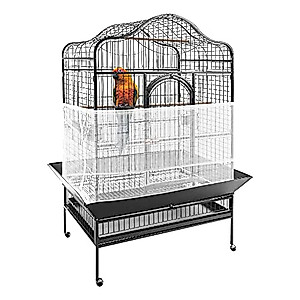 SIMENA Bird Cage Seed Catcher, Skirt for Bird Cage, Nylon Mesh Bird Cage Liners, Easy Cleaning Bird Cage Cover for Small and Medium Sized Cages (White, 45"-59")