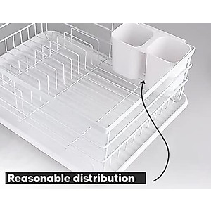 Mnml Home Dish Drying Rack for Kitchen Counter – Large Dish Rack & Drainboard Set - Dish Drainer for Sink – Dishwasher Rack Kitchen Storage with 4 Different Pieces & Tier Material (White)