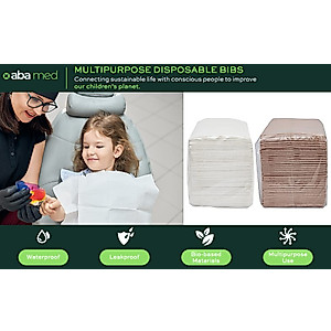 aba Waterproof Biodegradable Compostable Disposable Dental Bibs 50 pcs| Multipurpose 3 ply Patient Bibs | Tattoo | Piercing | Beauty Salon | Clean Dining | 13" x 18" Kraft Sheet