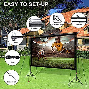 Projector Screen with Stand 150inch Portable Projection Screen 16:9 4K HD Rear Front Projections Movies Screen for Indoor Outdoor Home Theater Backyard Cinema Trave (150 inch)