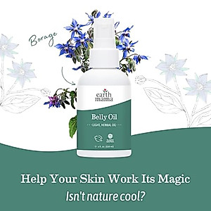 Earth Mama Belly Oil for Dry Skin | Calendula Skin Care Moisturizer Oil to Encourage Natural Elasticity and Help Prevent Stretch Marks During Pregnancy and Postpartum, 4-Fluid Ounce