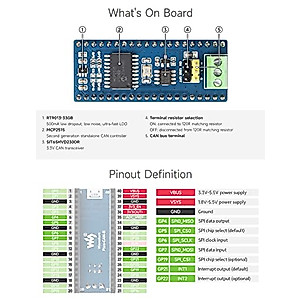 Waveshare CAN Bus Module (B) Compatible with Raspberry Pi Pico, Enabling Long Range Communication Through SPI