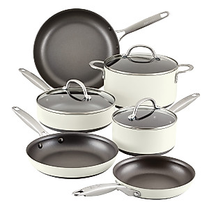 Anolon Achieve Hard Anodized Nonstick Cookware Pots and Pans Set, 9 Piece - Cream