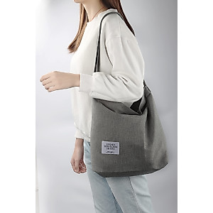 TCHH-DayUp Hobo Bags for Women Canvas Crossbody Tote Large Cute Handbags Casual Shoulder Purses Gray