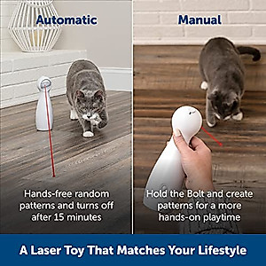 PetSafe Bolt - Automatic Cat Laser Toy - Interactive - Relieves Anxiety & Boredom - Bug-Like Laser Pattern Keeps Them Entertained - Hands-Free Play - Auto Shut Off Prevents Overstimulation White Small