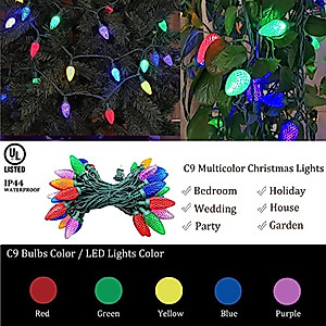 warlkde 50LEDs Christmas String Lights, C9 Christmas Lights with 29V Safe Adaptor, End-to-End, UL Certified Fairy Lights for Christmas Tree, Patio, Garden, Party, Wedding, Holiday Decoration