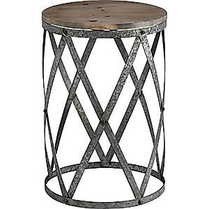FirsTime & Co.® Westbrook Farmhouse Cottage Galvanized Table, American Crafted, Weathered Brown, 13.5 x 13.5 x 20 ,