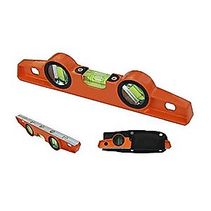 Professional Magnetic Scaffolding Spirit Level 10-Inch, Milling V-groove Base with 5 Strong Rare Earth Magnets for Superior Gripping Power, Die Cast Magnetic Torpedo Level 250MM and Holster