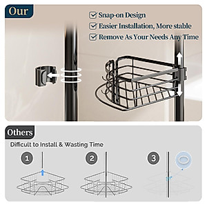 Consumest Corner Shower Caddy Accessories - 3 Adhesive Hooks and 4 Buckles