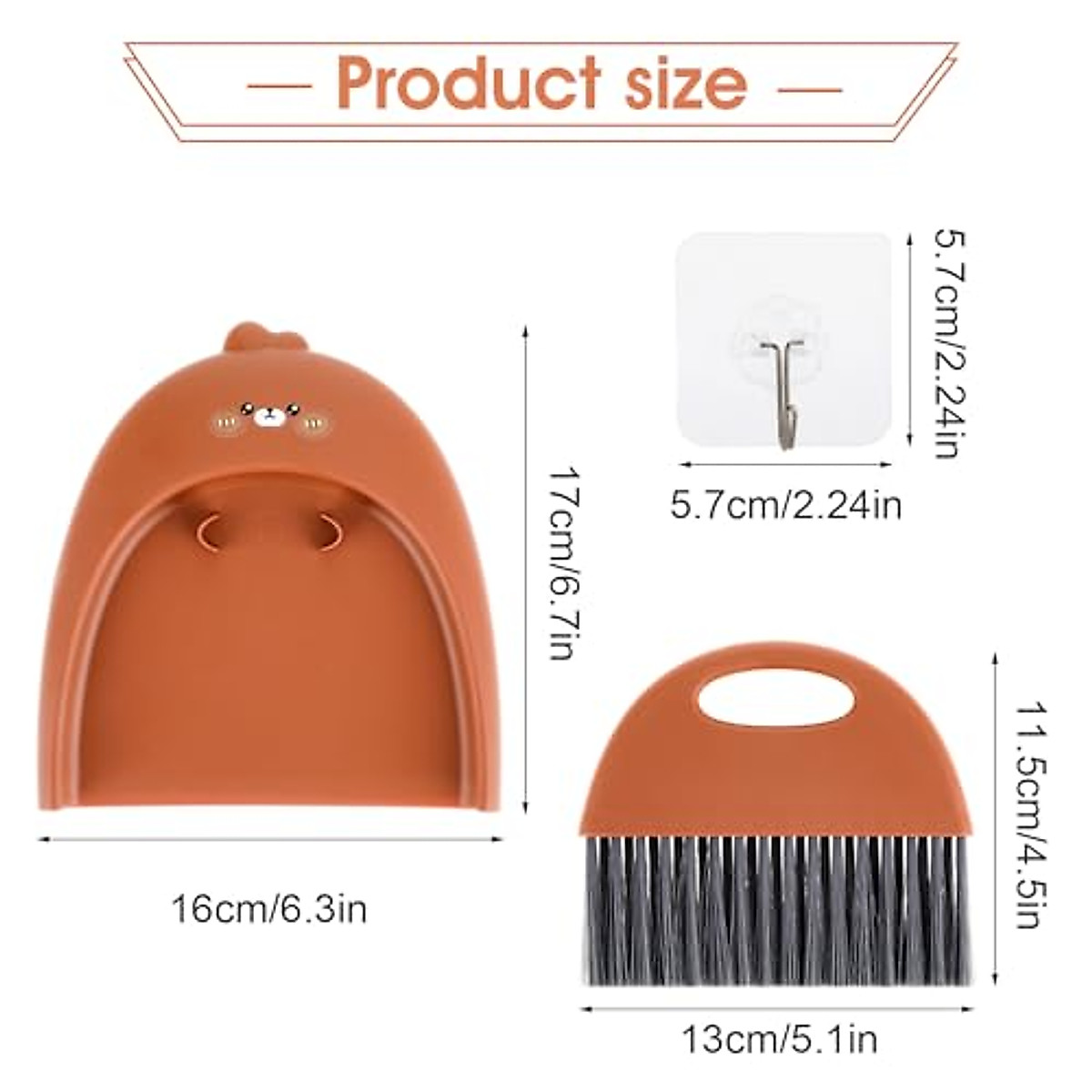 Amabro Mini Dustpan and Brush Cleaner Set, Handheld Broom Dustpan Brush Cute Animal Style Dustpan Broom Portable Cleaning Brush for Table Desk Window Gaps Keyboard Kitchen Pets Nest(Brown)