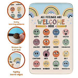 Feelings Chart Rug, Mental Health Rug, Classroom Rugs, Classroom Rugs Elementary, Classroom Furniture Elementary, Abc Floor Mat Anti-skid Rug for School & Learning Area, Student Colorful Rug (3x5ft)