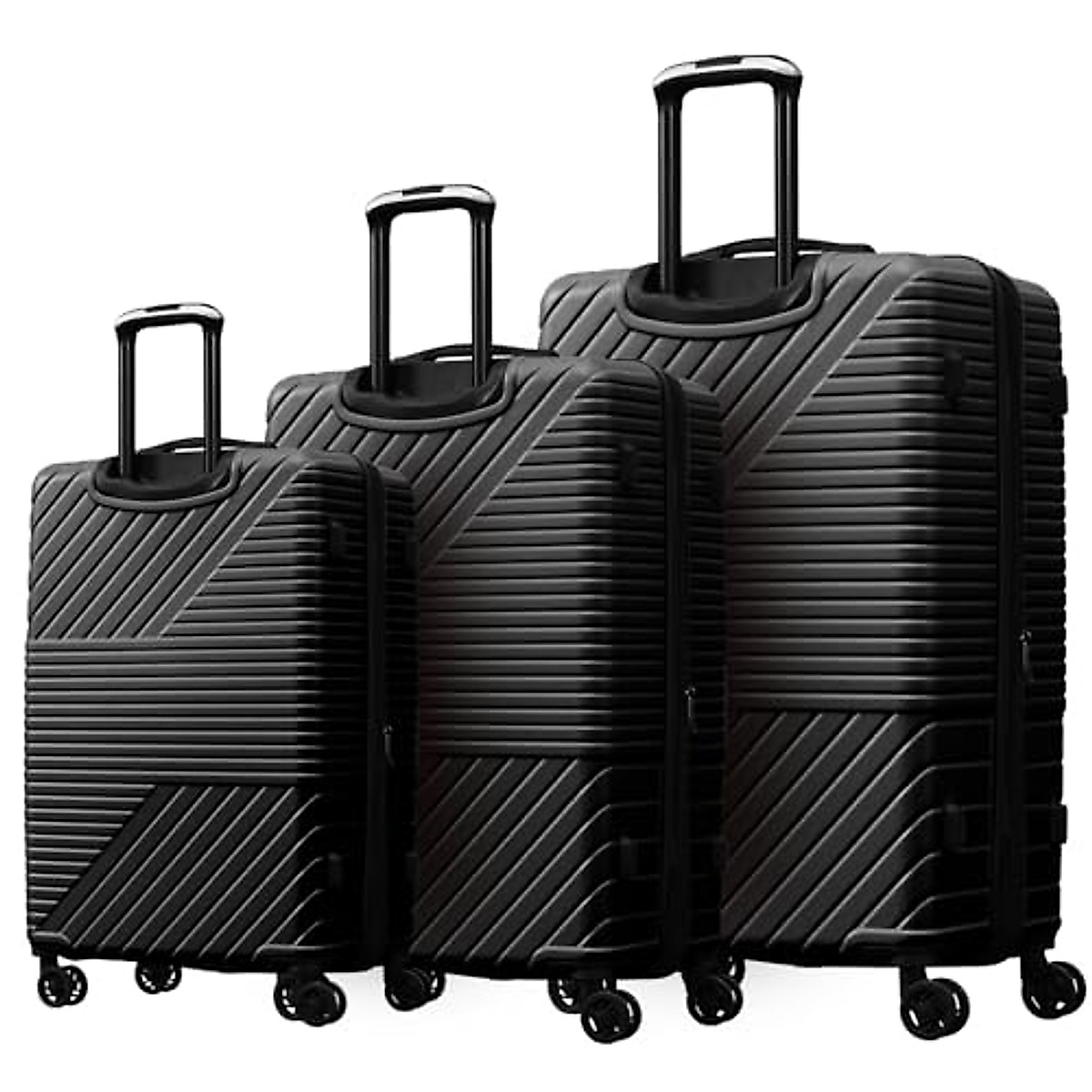 Merax Luggage Sets 3 Piece Suitcases Set ABS Expandable 8 Wheels Spinner Suitcase, TSA Lock Travel Luggage For Man And Women (Black)