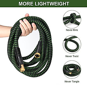 GUKOK 50ft Expandable Garden Hose, All New 2023 Expandable Water Hose with 3/4" Solid Brass Fittings, Extra Strength Fabric - Lightweight Flexible Expanding Hose with Spray Nozzle