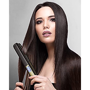 Professional Hair Straightener Titanium Flat Iron for Hair Makes Hair Shiny Dual Voltage Flat Iron Heats up Fast, Black