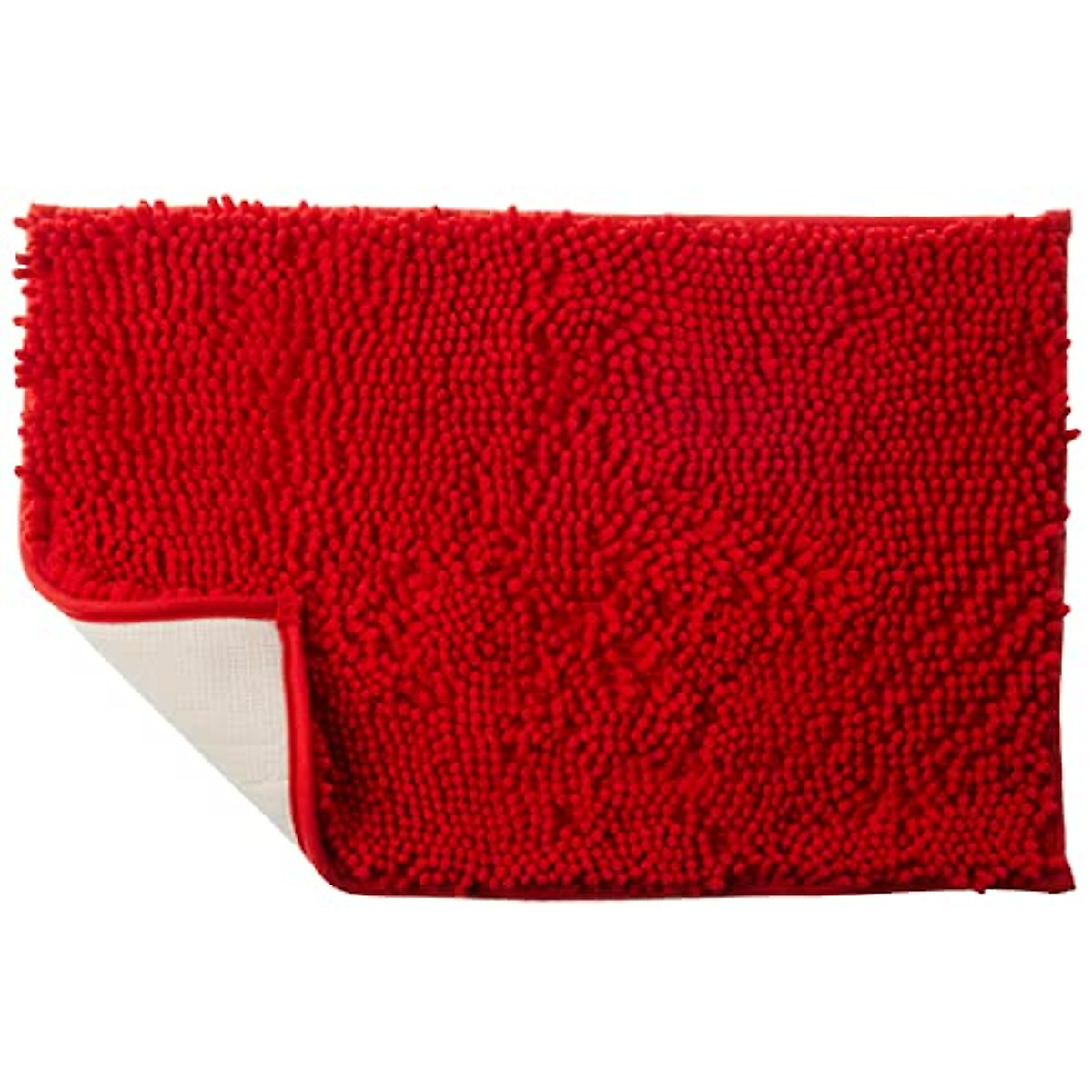 Red Rug for Kitchen Shaggy Chenille Rugs 2 Pieces Set Non Slip Washable Absorbent Runner Rug Set/Kitchen Rugs and Mats/Floor Mat/Entryway Rug/Bath Rug 24x 16 in + 47x 16 in