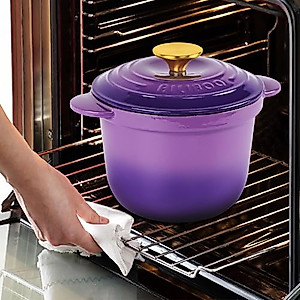 AILIBOO 2 Quart Dutch Oven Pot with Lid – Dual Handles,for No Knead Bread Baking, Sourdough Loaf, Non-Coated & Non-Toxic Ceramic Small Bread Oven Pan-purple