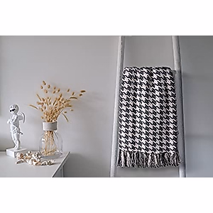 Pattern Throw Blanket 50x60 - 100% Cotton Throw Blanket with Fringe for Couch Bed Chair - Unique Designed Bed Throw Blanket - Warm Cozy Knitted Stripes Throw Blanket - Decorative Farmhouse Blanket