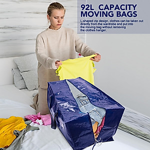 6 Pack Moving Bags, Heavy Duty Moving Totes with Backpack Straps, Waterproof Storage Bag with Label Window, Large Packing Bags with Zips for Clothes Storage Moving Travelling Camping Garden Tools