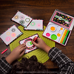 Spirograph Neon Collectors Tin – Arts and Crafts, Kids Toys, Art Supplies, Craft Supplies, Drawing Kit, Spiral Art, Classic Gear Design Kit, Pens, Design Sheet Included, Ages 8+