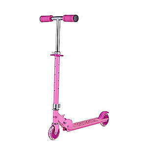 Voyager 2 Wheel Kick Scooter with Light Up Wheels and T-bar – Foldable, Non-Slip Deck, Comfortable & Smooth Ride