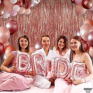 KatchOn, Rose Gold Fringe Curtain - XtraLarge 3.2x8 Feet, Pack of 2 | Rose Gold Backdrop for Bachelorette Party Decorations, Rose Gold Party Decor | Rose Gold Streamers, Rose Gold Birthday Decorations