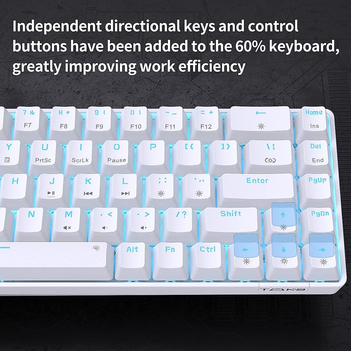 DIERYA T68SE Mechanical Gaming Keyboard, LED-Backlit Wired Keyboard, Ultra-Compact Mini 68-Key White Keyboard with Brown Switches, Anti-Ghosting Keys, for Windows Laptops and PC Gamers