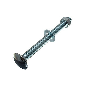 6 x Coach Carriage Cup Square Bolts M8 8MM X 90MM with HEX Nuts BZP