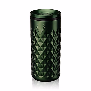 Viski Paragon Insulated Cocktail Tumbler, Insulated Highball Glasses Stainless Steel Highball Glasses with Ceramic Coating 16oz Green Set of 1