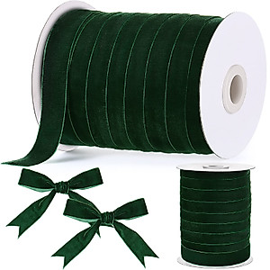 Chuangdi Velvet Ribbon Spool Vintage Velvet Ribbons for Gift Wrapping Decoration Party Wedding Arts Crafts Wide Single Face Velvet Ribbon Bow Making(Green, 1 Inch, 60 Yard)