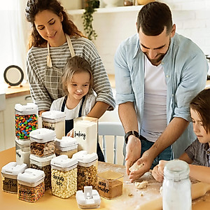 214 Extra Large Kitchen Pantry Labels for Food Storage Containers, Water Resistant - Easy to Read - Preprinted Black Script on Clear Stickers for Jar & Canisters - Kitchen Labels for Organizing