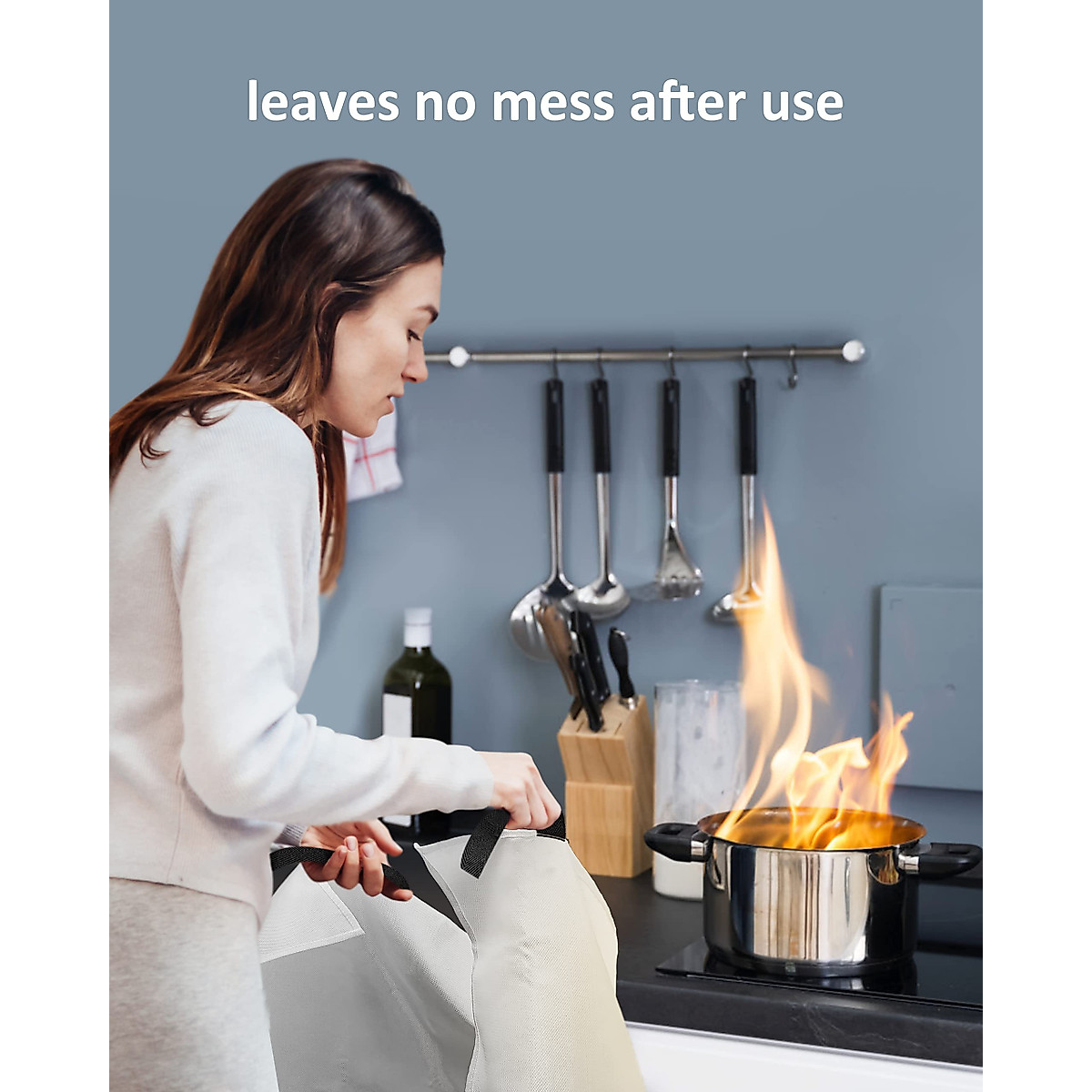 Ecoey Fire Blanket, Fiberglass Fire Blanket for Home & Kitchen, Emergency Blankets for Survival, Fire Blankets for People, Flame Retardant Fabric, Fireproof Blanket, Fire Safety, FJ109-B, 2 Packs