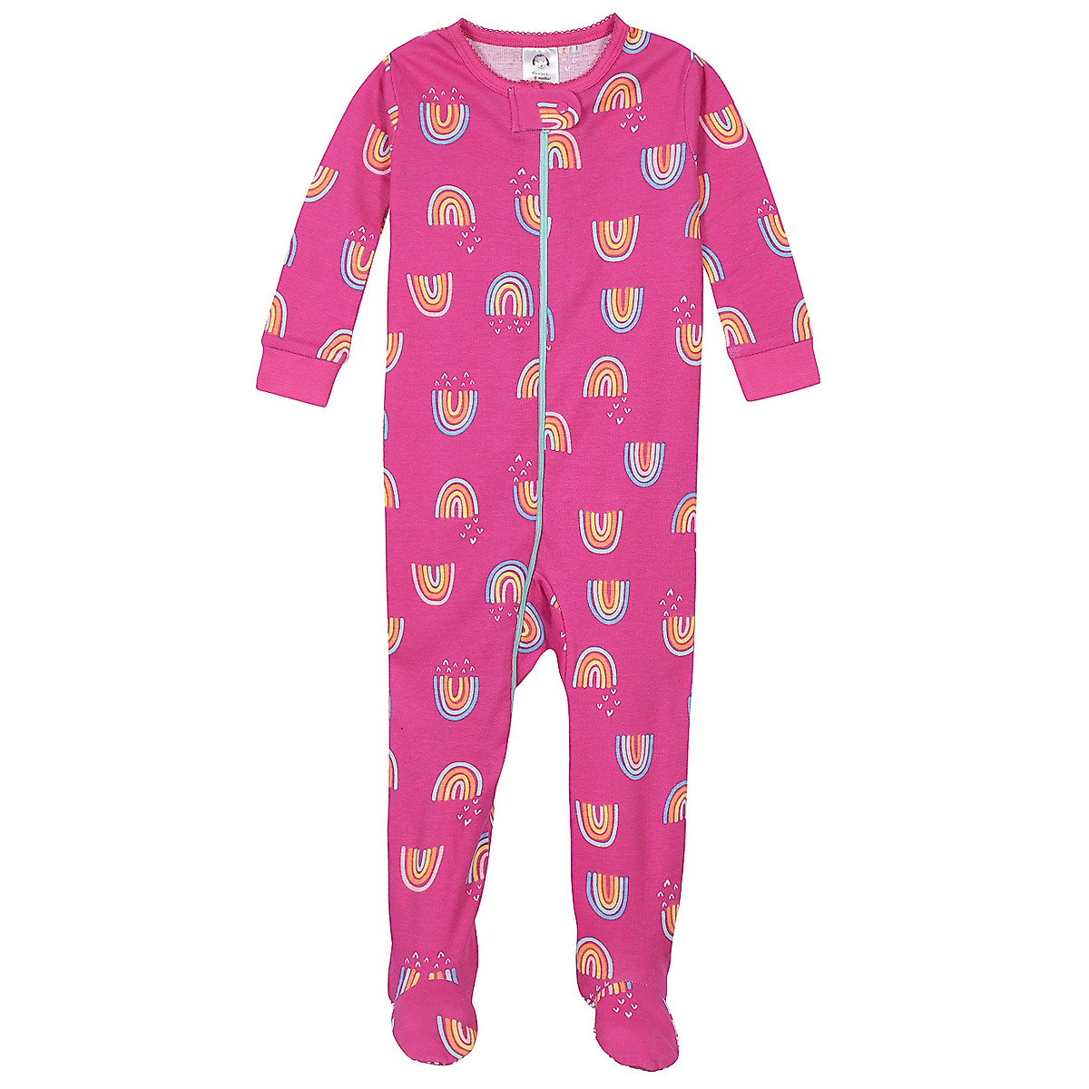 Gerber Baby Girls' 2-Pack Footed Pajamas, Rainbows Pink, 18 Months