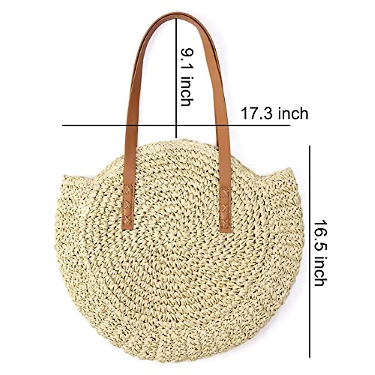Block Garden Handmade Straw Shoulder Bag for Women Beach Bag Tote Handbag, 01 beige