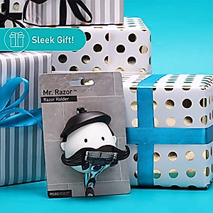 Peleg Design Mr. Razor, Suction Razor Holder, Shaving Razor Hook for Shower Bathroom Bath Mirror, Fun Unique Gift Idea Gifts for Dad
